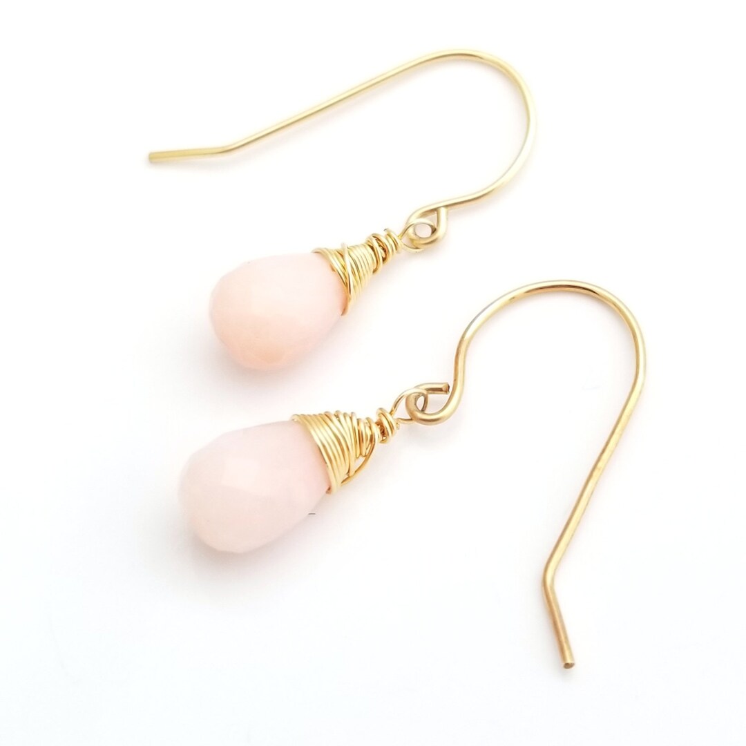 Pink Opal Dangle Earrings-peruvian Pink Opal Jewelry-october - Etsy