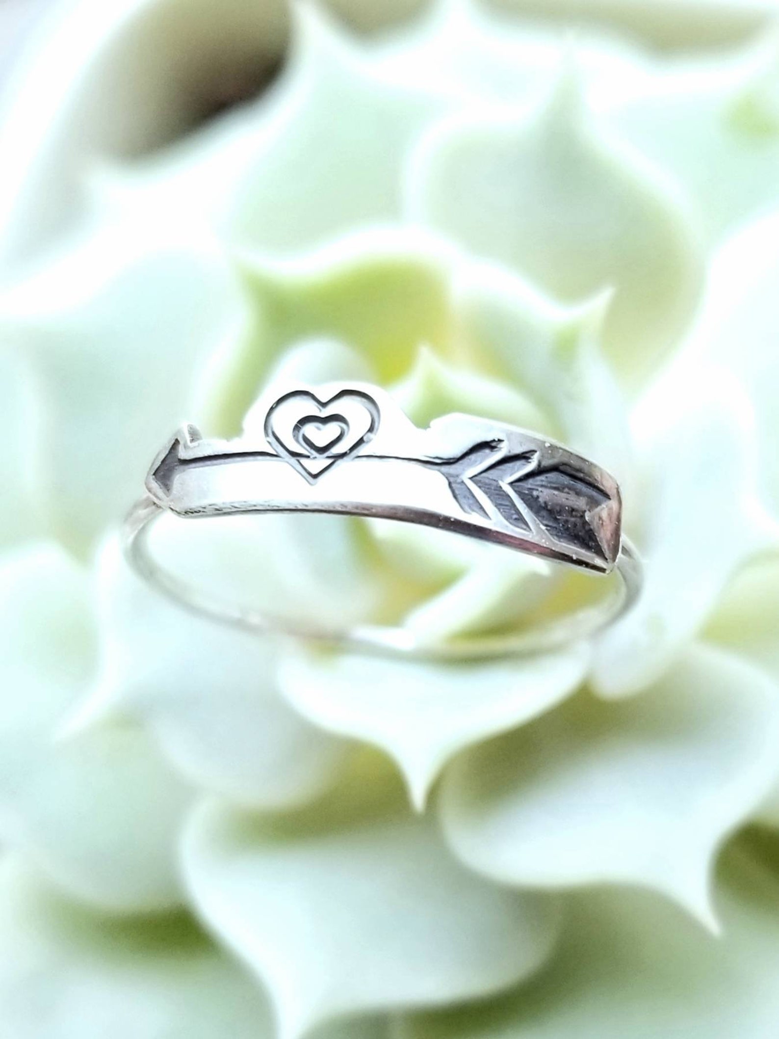 Arrow Heart Love Ring-best Friend Ring-stackable Ring-sterling - Etsy