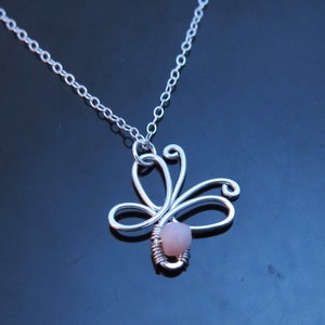 Silver Wire Butterfly Necklace-birthstone Butterfly Necklace-dainty ...