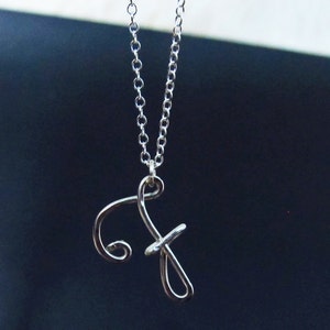 Wire Cursive Initial Necklace-initial Necklace-cursive Monogram Jewelry ...