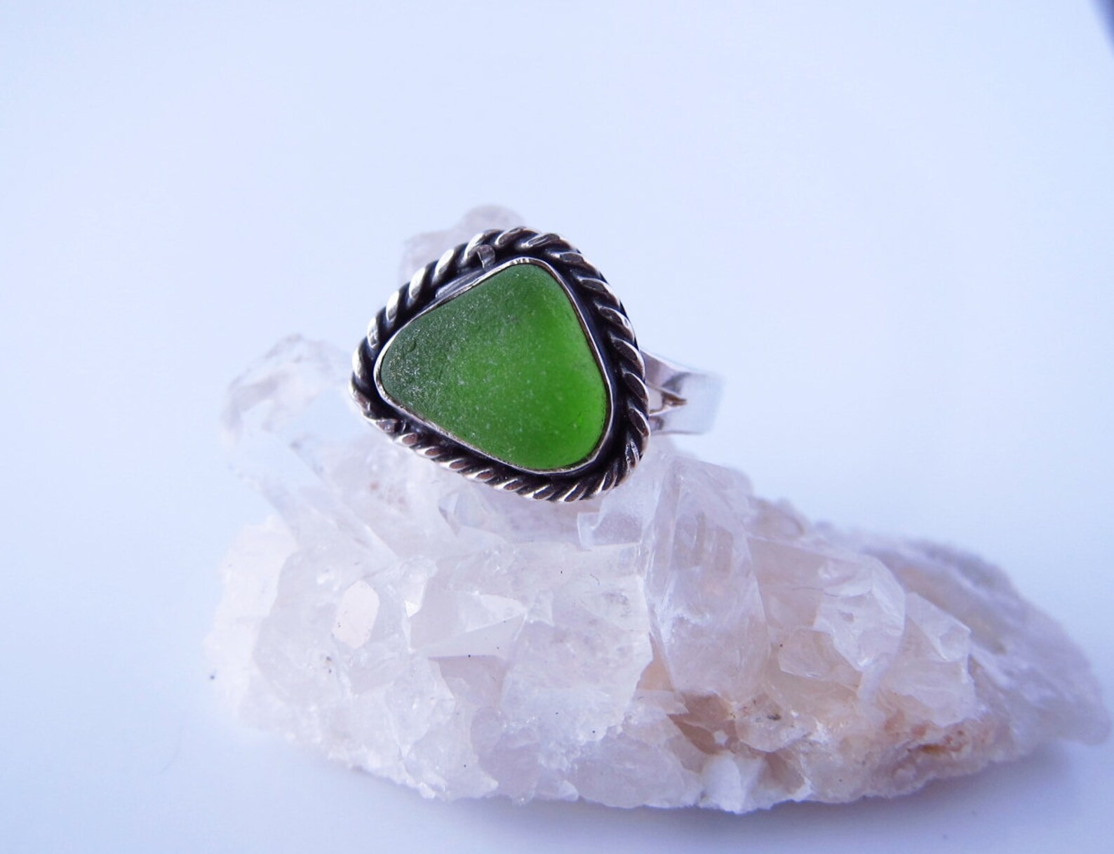 Silver Genuine Green Sea Glass Ring-size 7-natural Sea Glass | Etsy