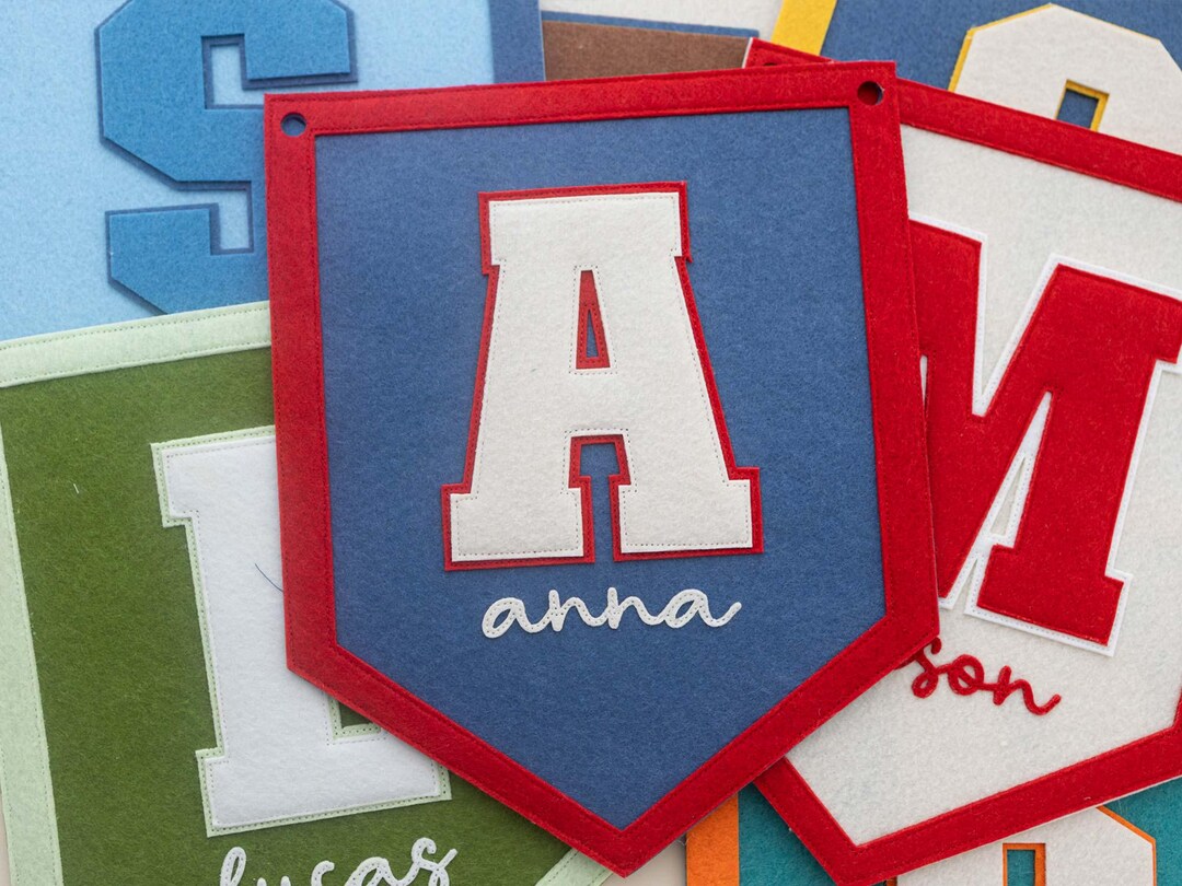 Custom Felt Initial Banner With Name, Personalized Name Flag Sign - Etsy