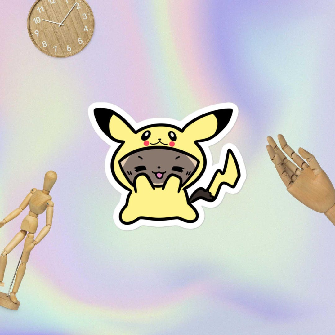 Aquaria the Ragdoll Pikachu Onesie Stickers – Cute Pokémon Cat Stickers ...