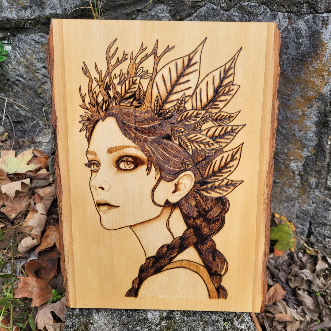 Hand Wood Burned Dryad Wall Hanging. Nature. Pyrography. Witch ...