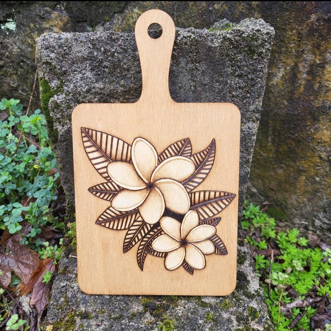 Made to Order. Hand Wood Burned Plumeria Cutting Board. Decor ONLY ...