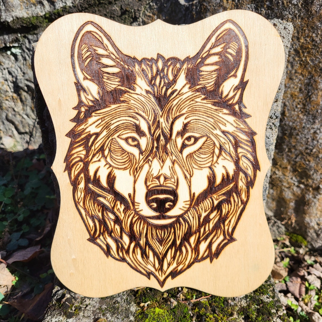 Hand Wood Burned Wolf Wall Hanging, Pyrography Art - Etsy