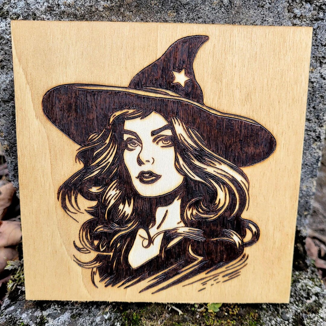 Made to Order. Hand Wood Burned Classic Witch Wall Hanging. Pyrography ...