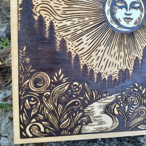 Hand Wood Burned Sun and Moon Treasure Box. Pyrography. Witch. Nature ...