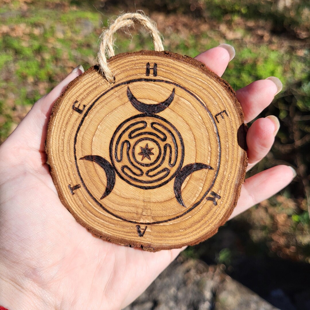 Wood Burned Hekate/hecate Labyrinth/wheel Altar Piece or Ornament ...