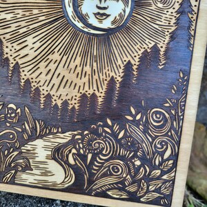 Hand Wood Burned Sun and Moon Treasure Box. Pyrography. Witch. Nature ...