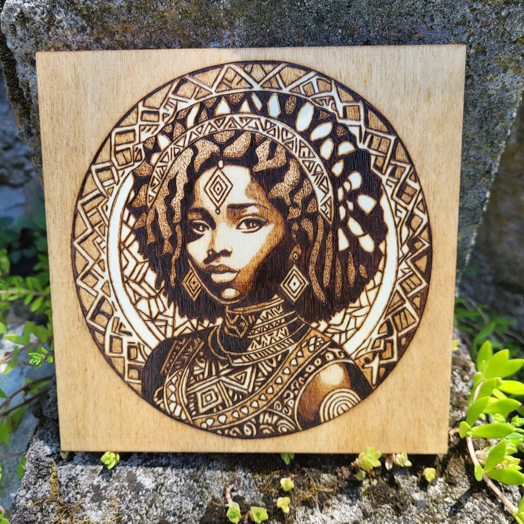 Hand Wood Burned African Goddess Wall Hanging. Pyrography. - Etsy