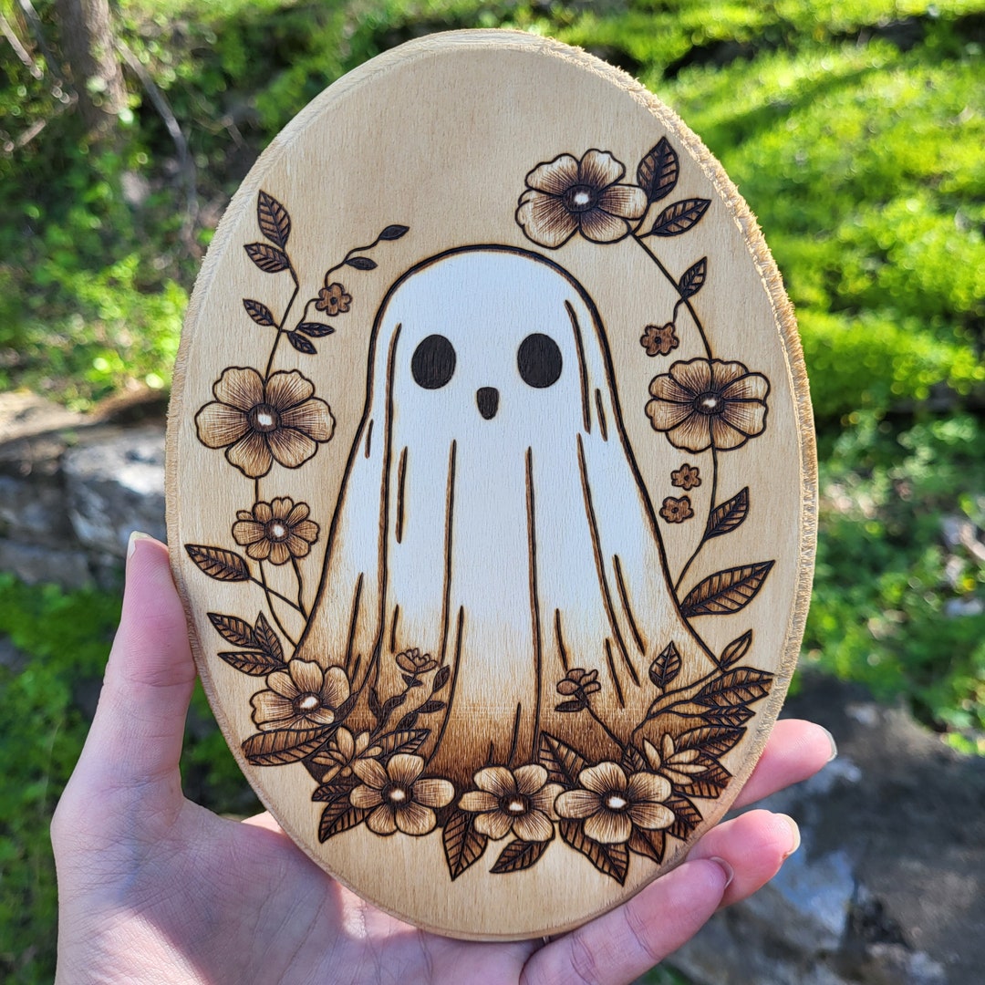Made to Order. Hand Wood Burned Garden Ghost Wall Hanging. Pyrography ...