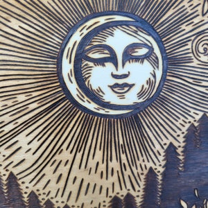 Hand Wood Burned Sun and Moon Treasure Box. Pyrography. Witch. Nature ...