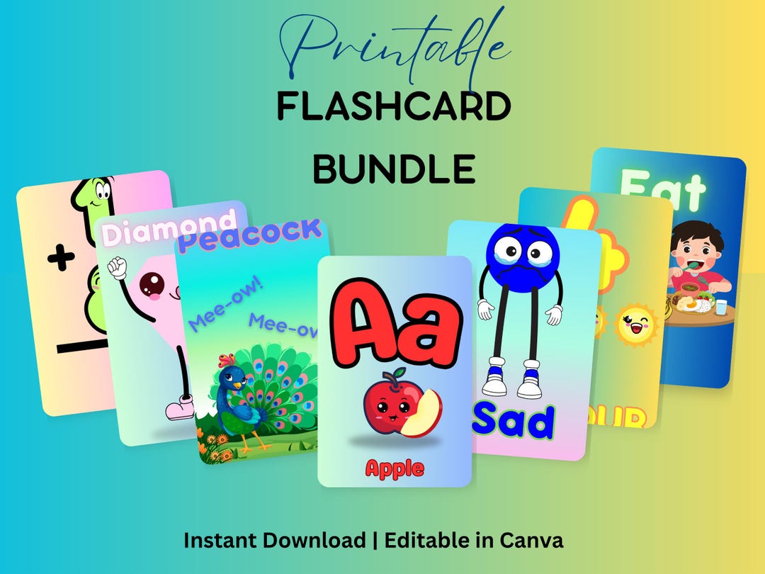 Printable Flashcard Bundle | Educational Flashcards for Kids | Alphabet ...