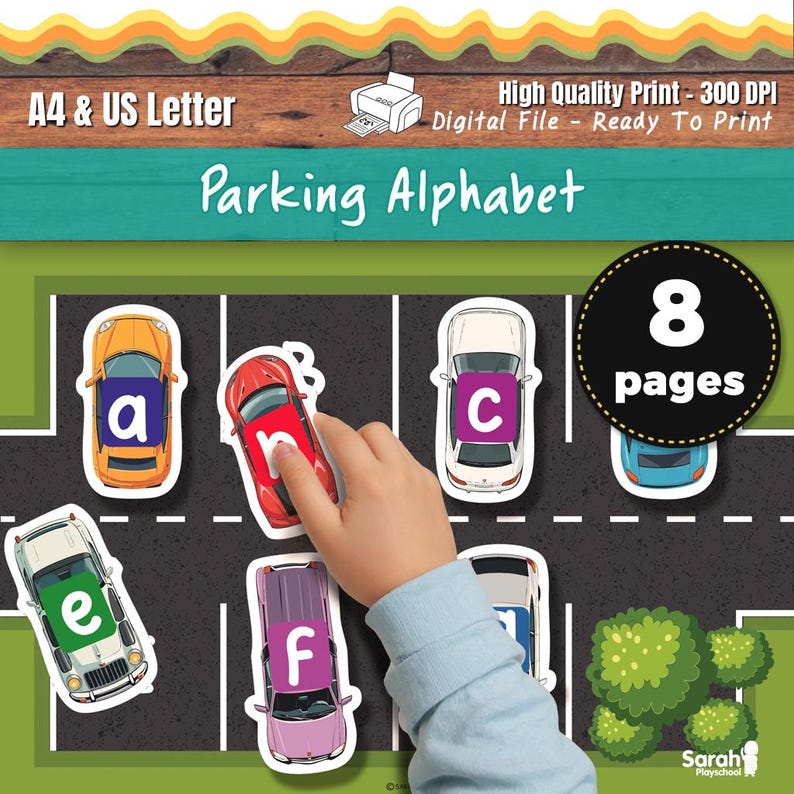 Parking Alphabet, Montessori - Printable Activity for Toddlers. With ...