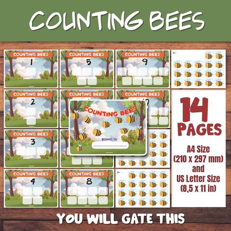 Counting Bees Matching Activity - Etsy