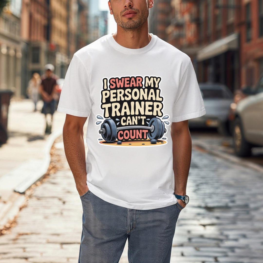 Funny Gym T-shirt | Personal Trainer Can't Count Tee, Workout Humor ...