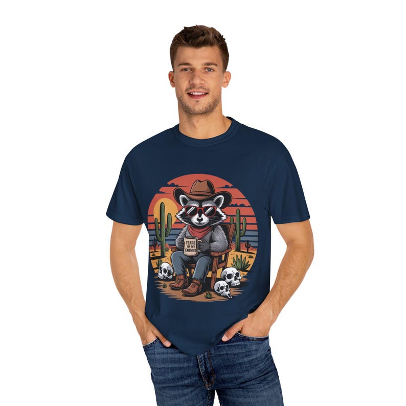 Cowboy Raccoon T-shirt, Western Desert Graphic Tee, Funny Animal Shirt ...