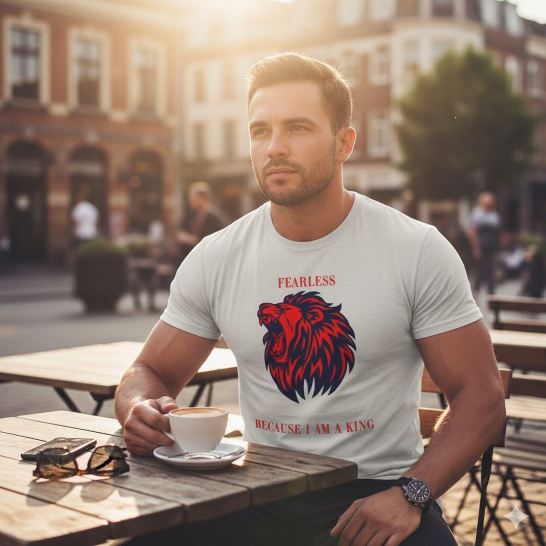 Fearless Lion Graphic Tee | Motivational King of Jungle Shirt, Positive ...