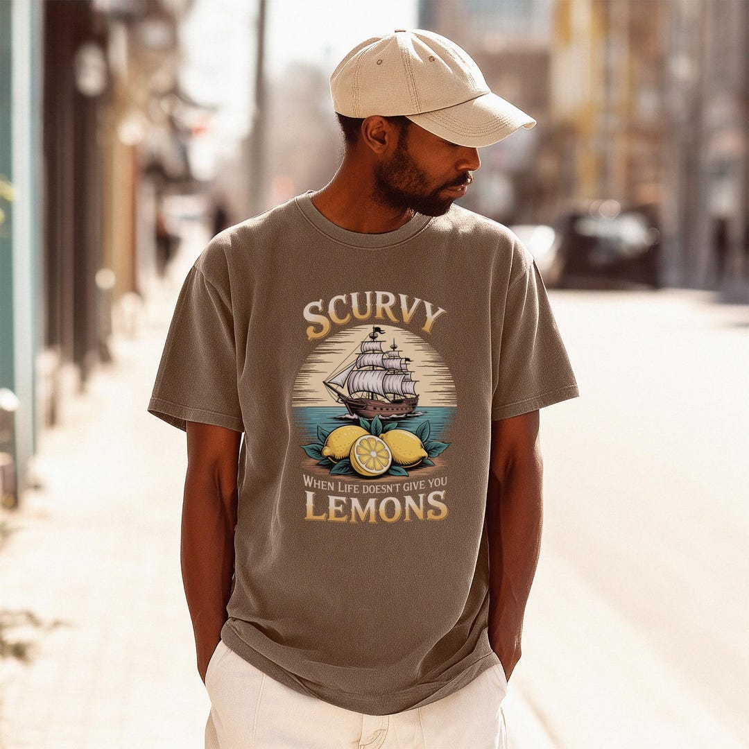 Scurvy Lemon Pirate T-shirt, Funny Nautical Graphic Comfort Colors Tee ...