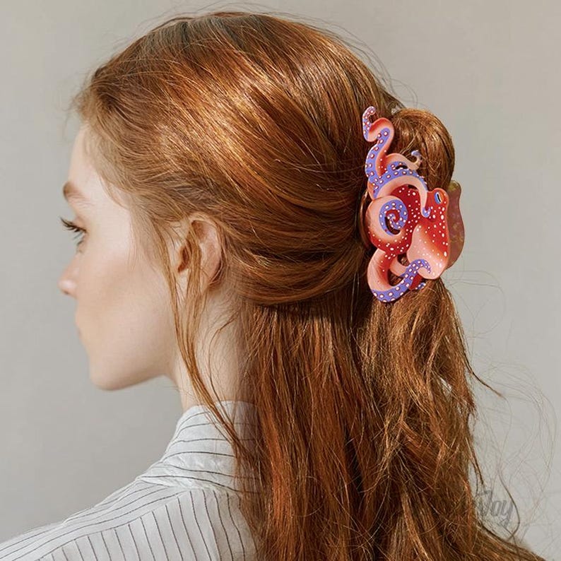 Jumbo Octopus Hair Claw Clip – Novelty Resin Clamp for Thick Hair - Etsy