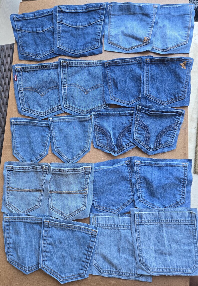 Upcycled Denim Pockets: Reclaimed Jean Cutouts for DIY Crafts - Etsy