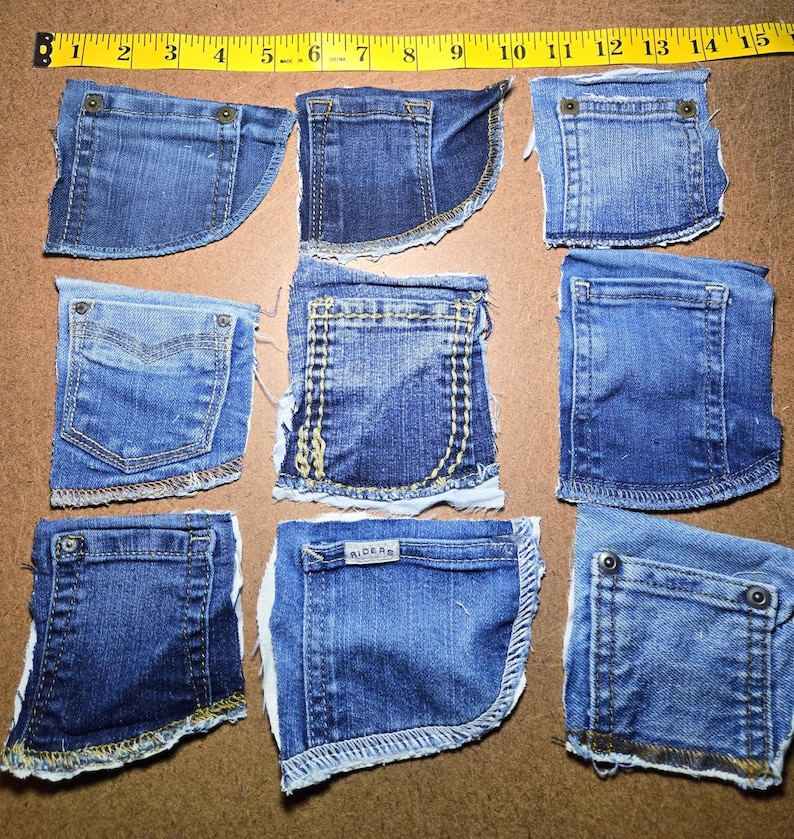 10 Upcycled Denim Coin Pockets: Reclaimed Jean Pieces for Crafts, Jean ...