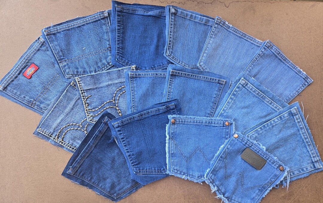 Upcycled Denim Pockets: Reclaimed Jean Cutouts for DIY Crafts - Etsy