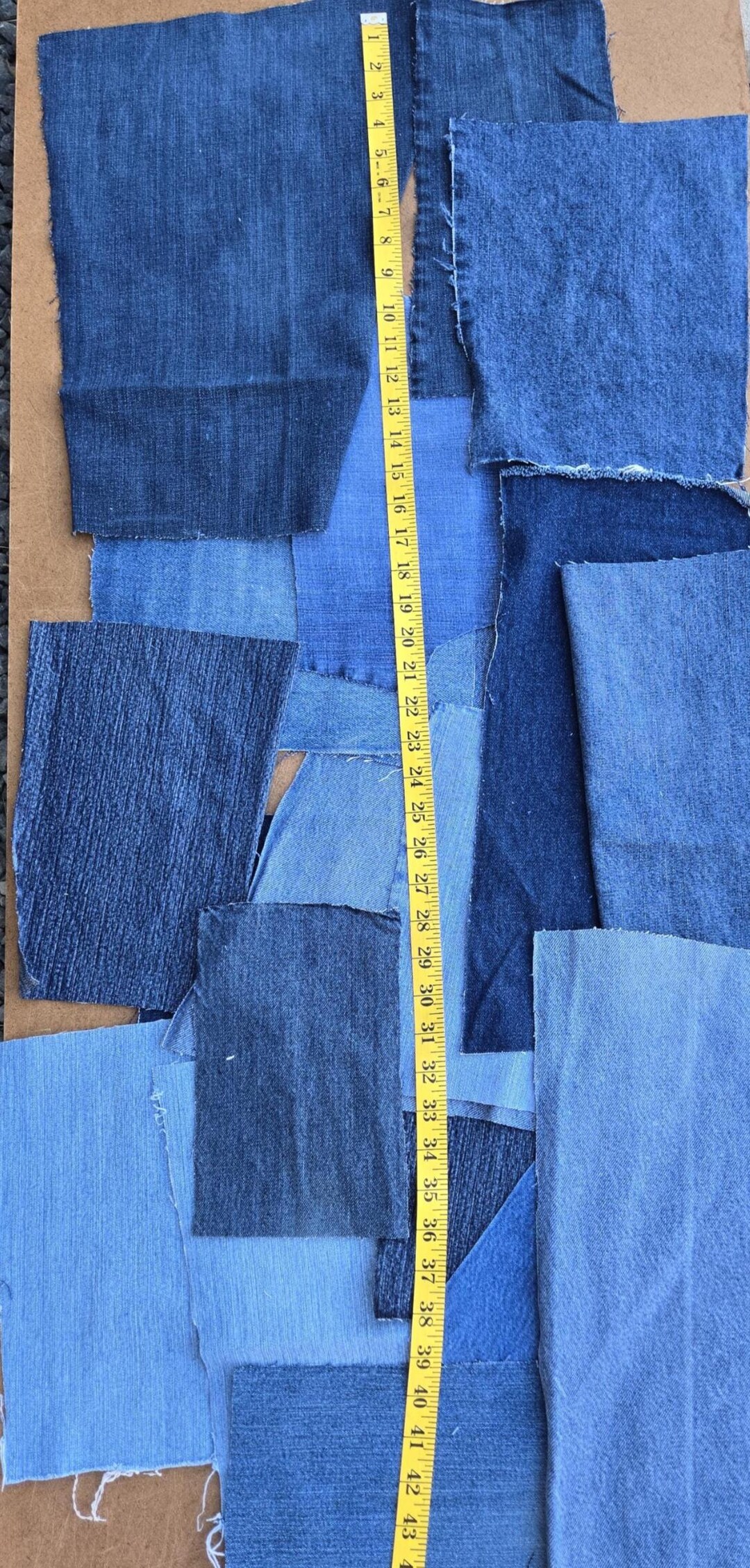 Upcycled Denim Fabric Scraps: 50pc Mixed Blue Washes for Crafts, Denim ...