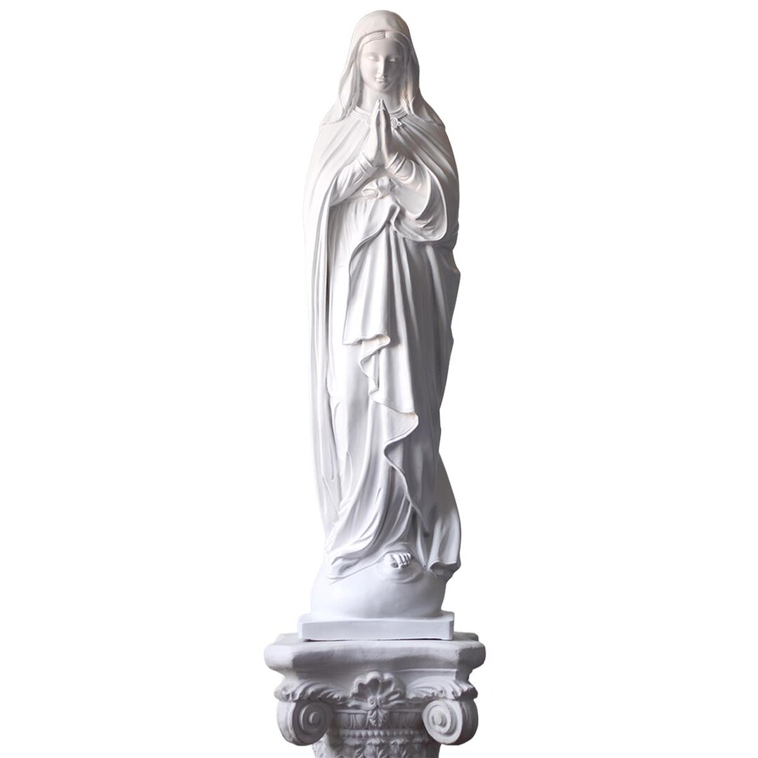 Virgin Mary Sculpture, Pure White Fiberglass, 39 Inches, Figure for ...
