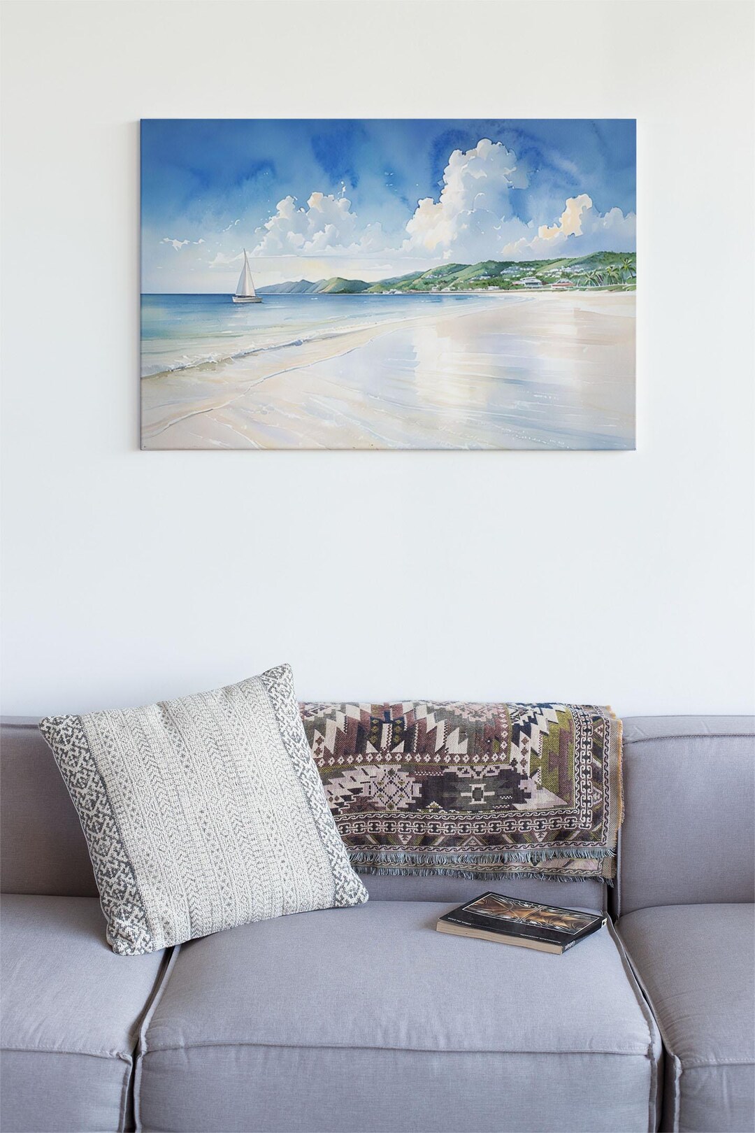 Coastal Art Canvas, Beach Wall Decor With Seascape Landscape Design ...