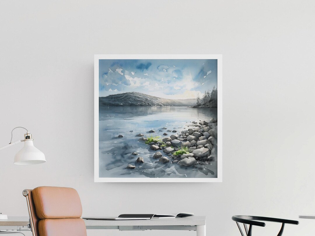 Serene Nature Matte Vertical Posters, Devils Lake, Watercolor Landscape ...