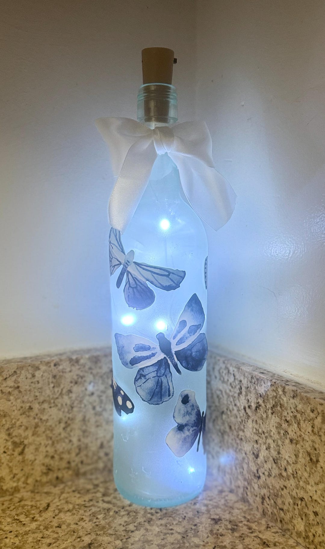Blue Butterfly Lighted Wine Bottle - Etsy