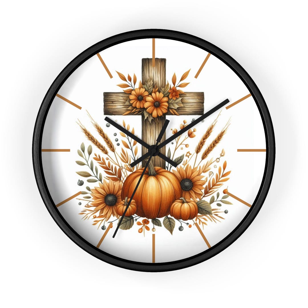 Fall Cross Wall Clock: Wooden Autumn Thanksgiving Decor - Etsy