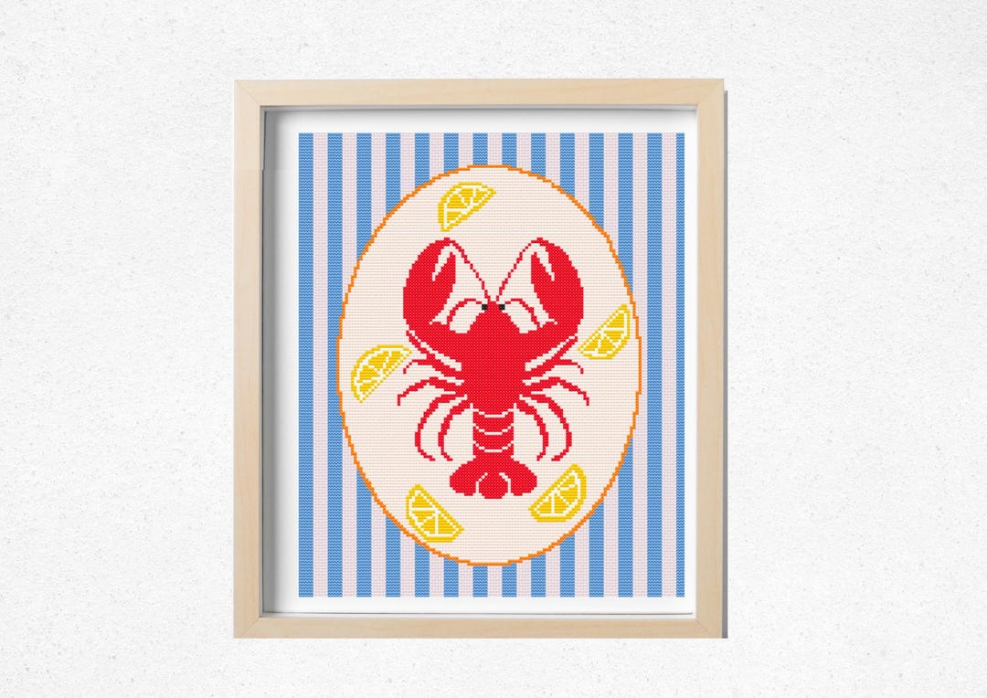Lobster Lemon Dish Cross Stitch Pattern Instant PDF Download - Etsy