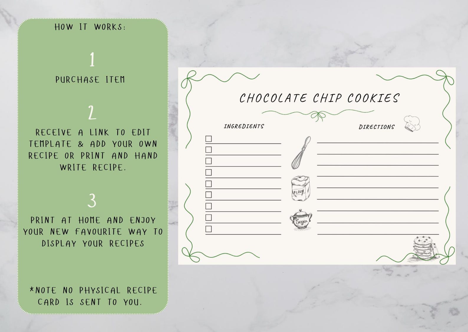 Cottagecore Cute Simple Recipe Card Cookie- Instant Download Editable ...