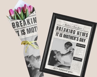 Mothers Day Newspaper Template | Mothers Day Gift | Personalized Gift ...