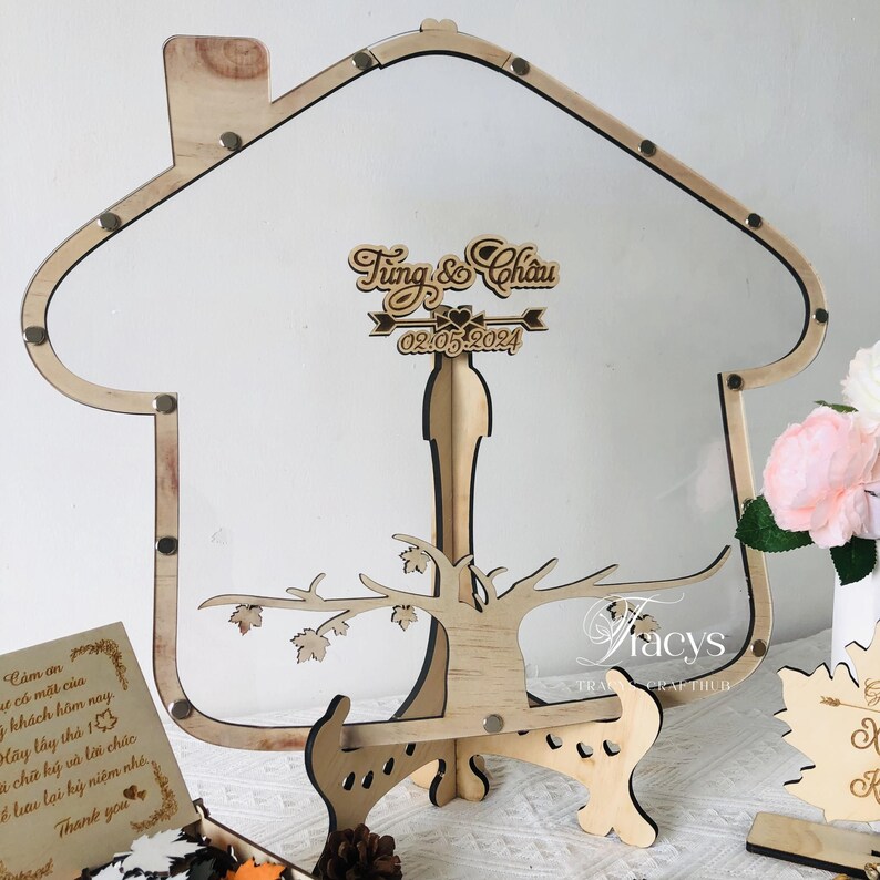 Family Tree Guest Book Wedding Sign - Maple Leaf Mushroom House Guest ...