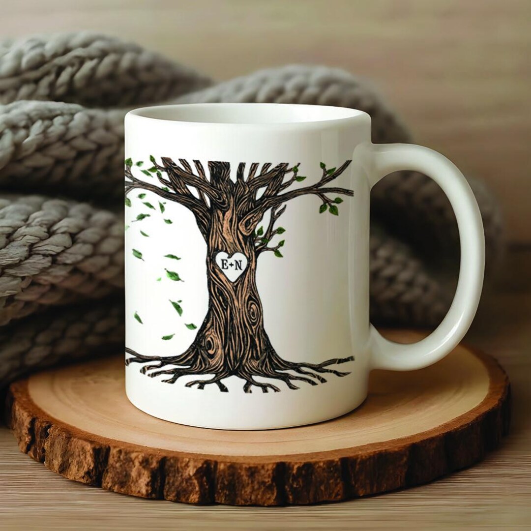 Personalised Engraved Couple Pottery Mug, Custom Carved Initials in A ...