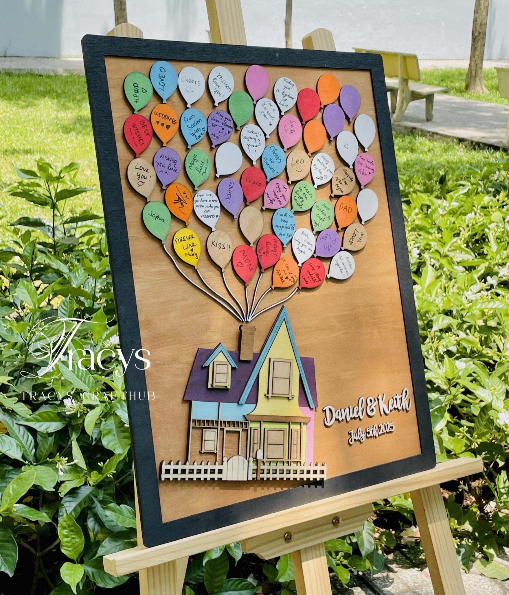 3D up House With Balloons Wedding Guestbook Alternative - Wedding Guest ...