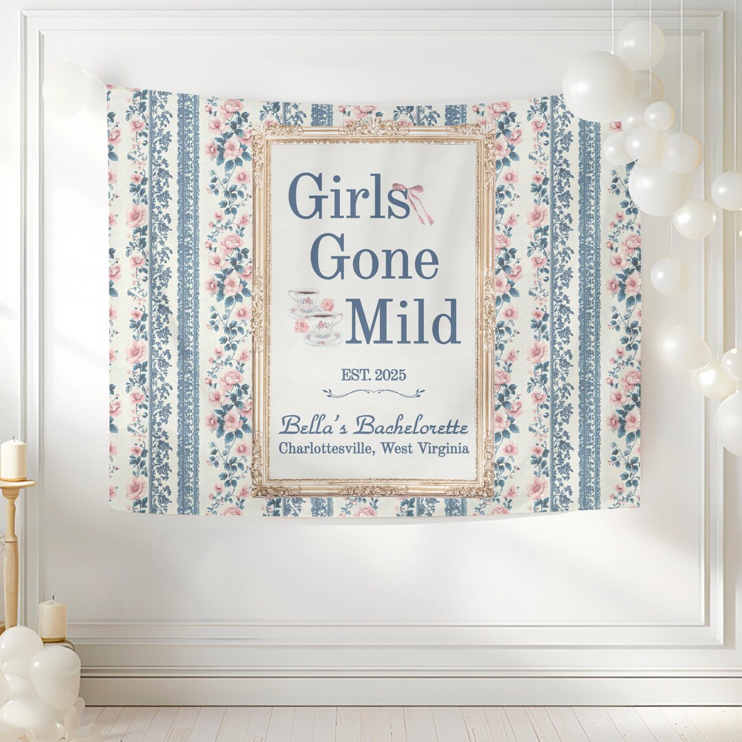 Girls Gone Mild Bachelorette Banner, Custom Chinoiserie Bach Sign ...