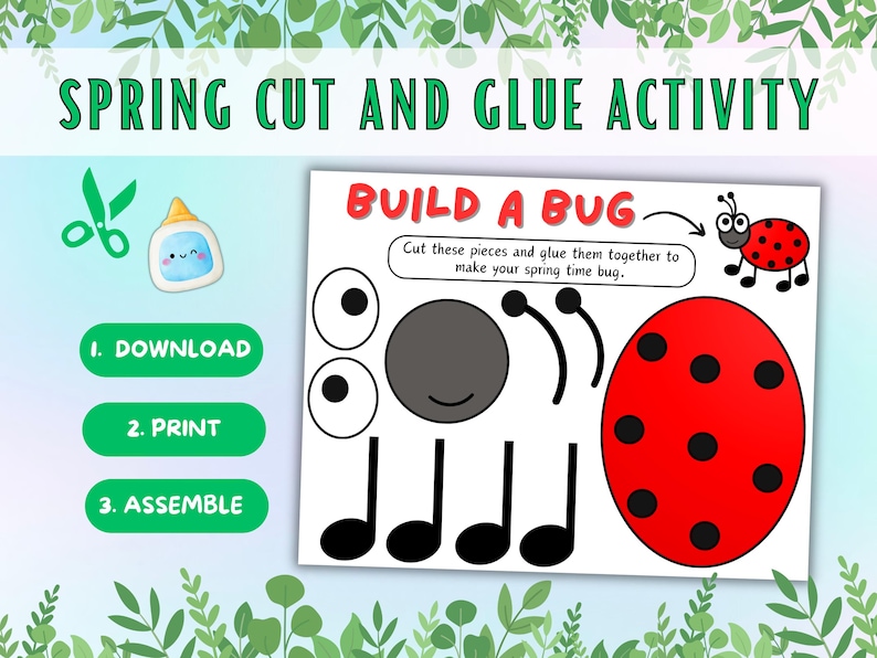 Build-a-bug Spring Craft – Cut & Glue Printable for Kids - Etsy