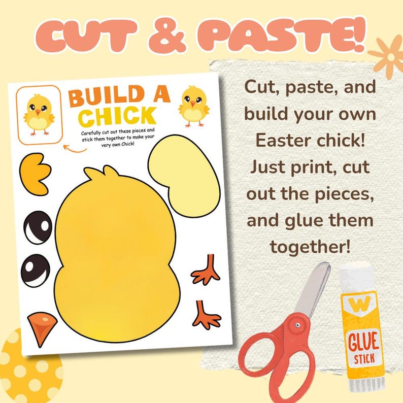 Build-a-chick Easter Craft Printable – Cut and Paste Activity for Kids ...