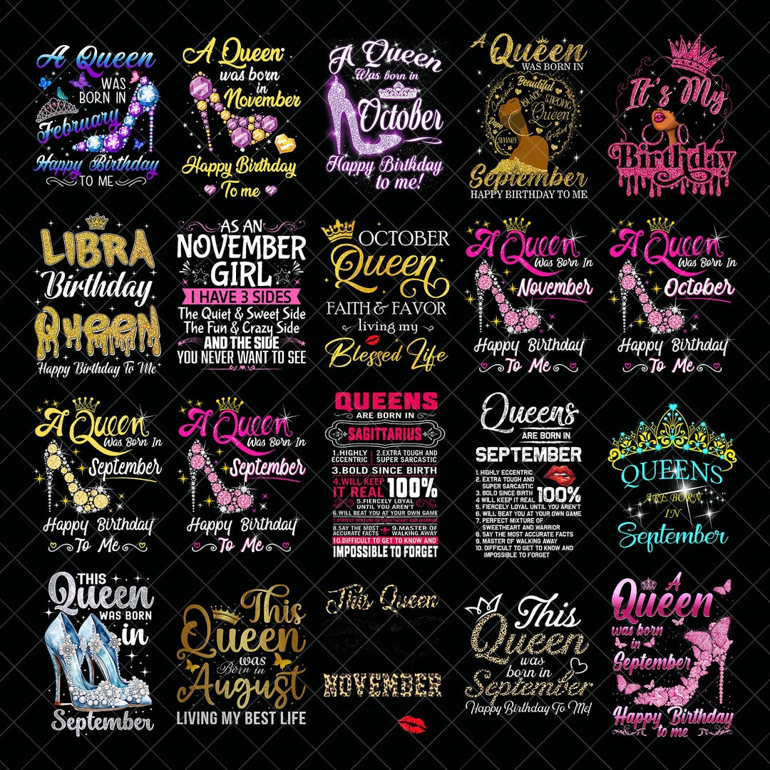 A Queen Was Born in November PNG Bundle, Birthday Month Queen Shirt ...