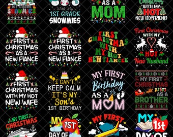 My First Christmas PNG Bundle | Baby’s 1st Xmas Clipart | Holiday ...