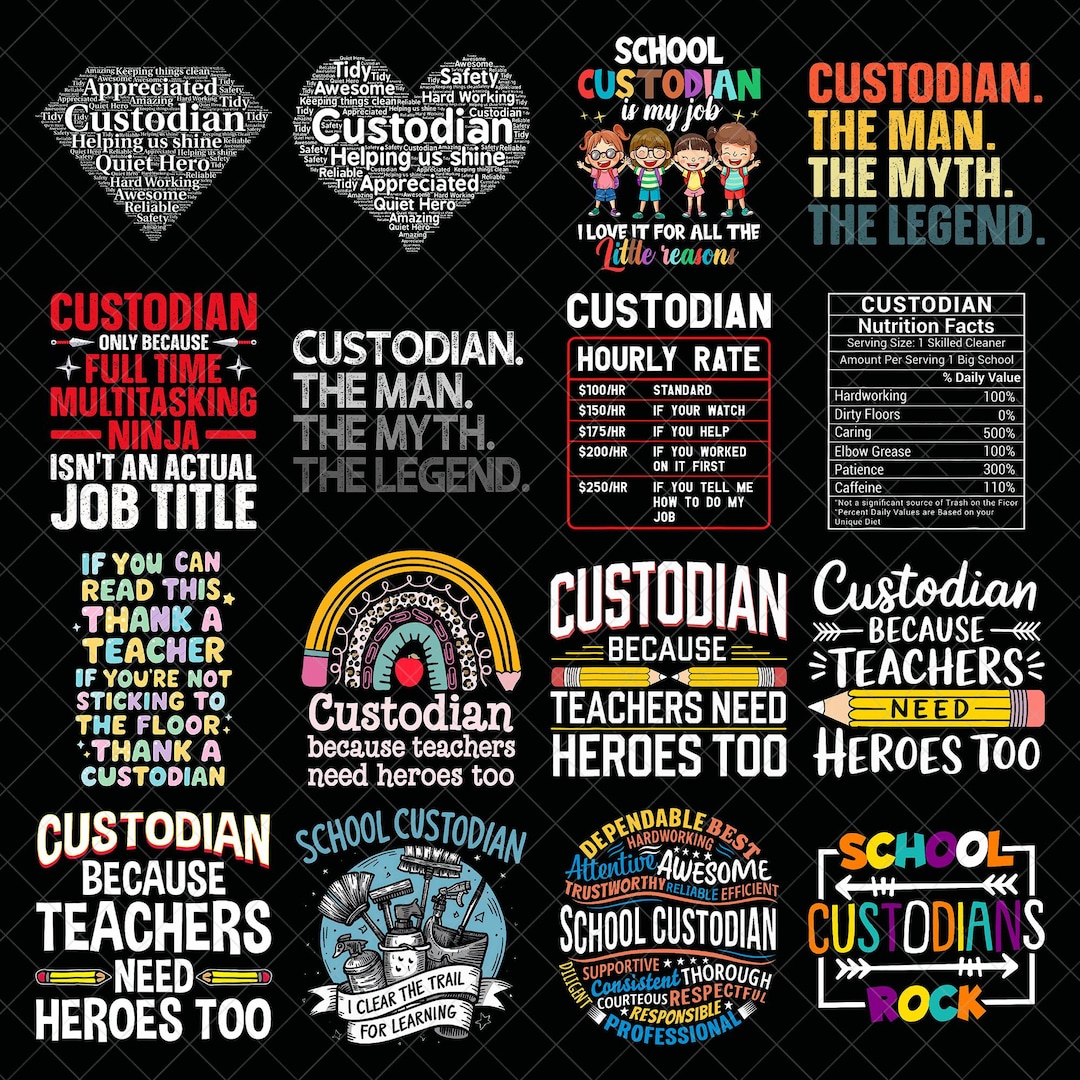 Custodian Appreciation PNG Bundle, School Custodian PNG, Janitor Quotes ...