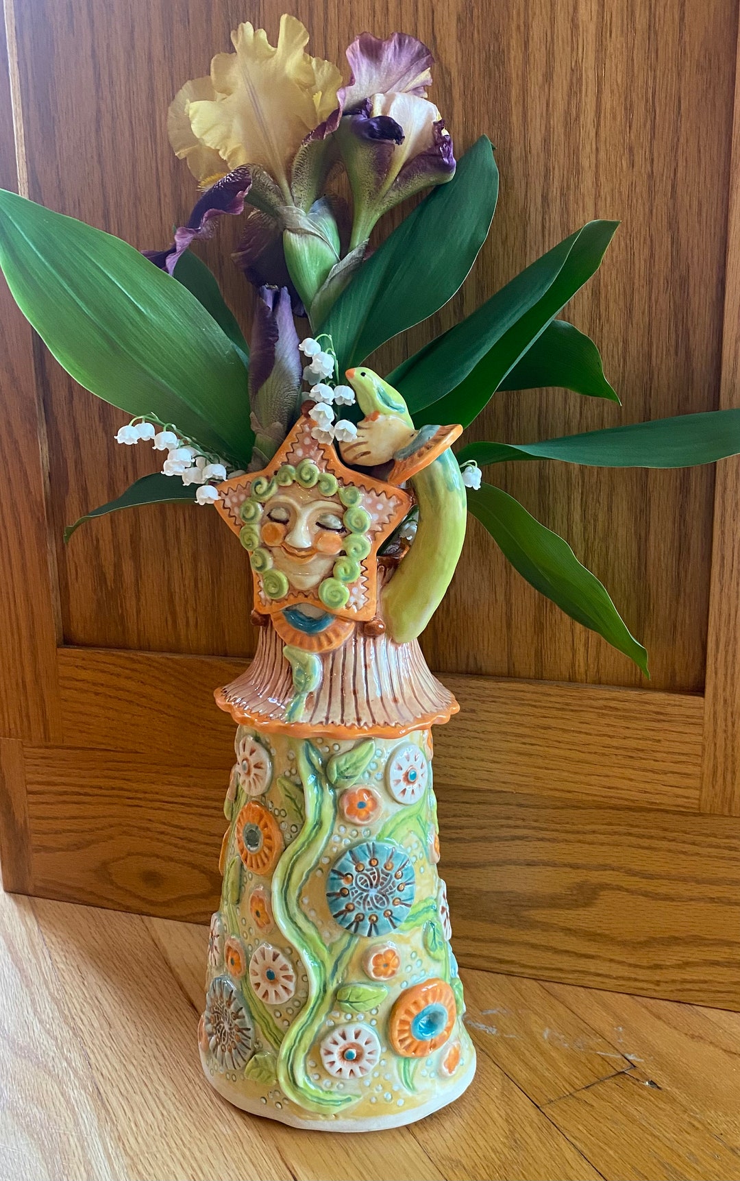 Female Vase/strong Woman/sun Goddess/pottery Vase/handmade Vase/green ...