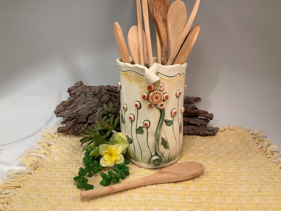 Kitchen Utensil Holder/kitchen Tool Caddy/handmade Pottery Tool Holder ...