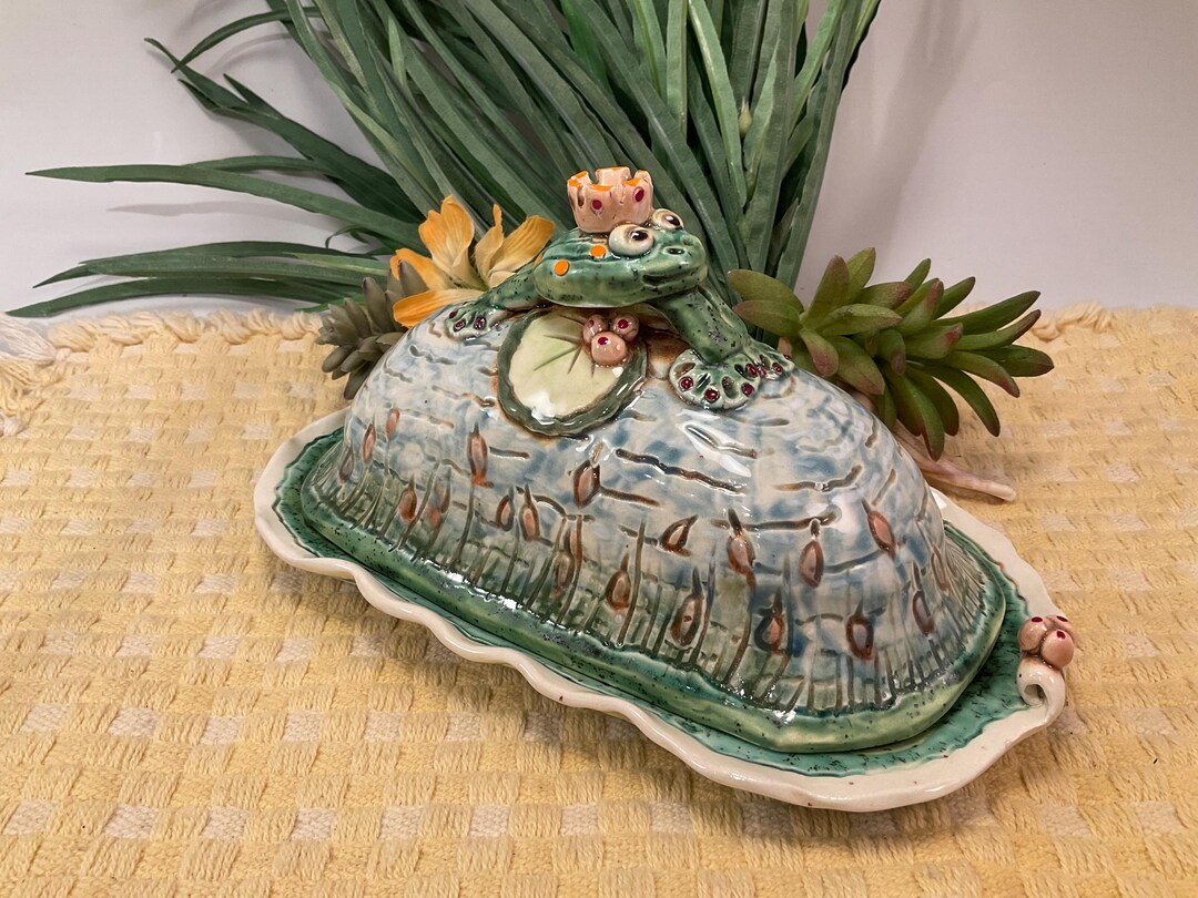 Butter Dish/lidded Butter Dish/frogs/frog King/frog Prince/frog Art ...