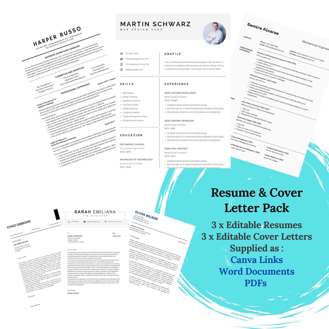 Modern Resume Template & Cover Letter Bundle | Professional CV Job ...